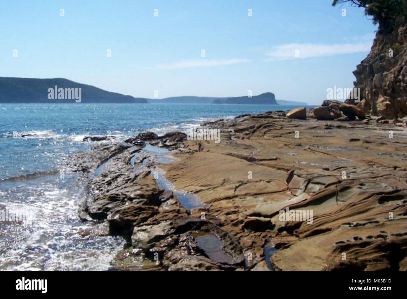 A view of Broken Bay, featuring Lion Island, located in New South Wales ...