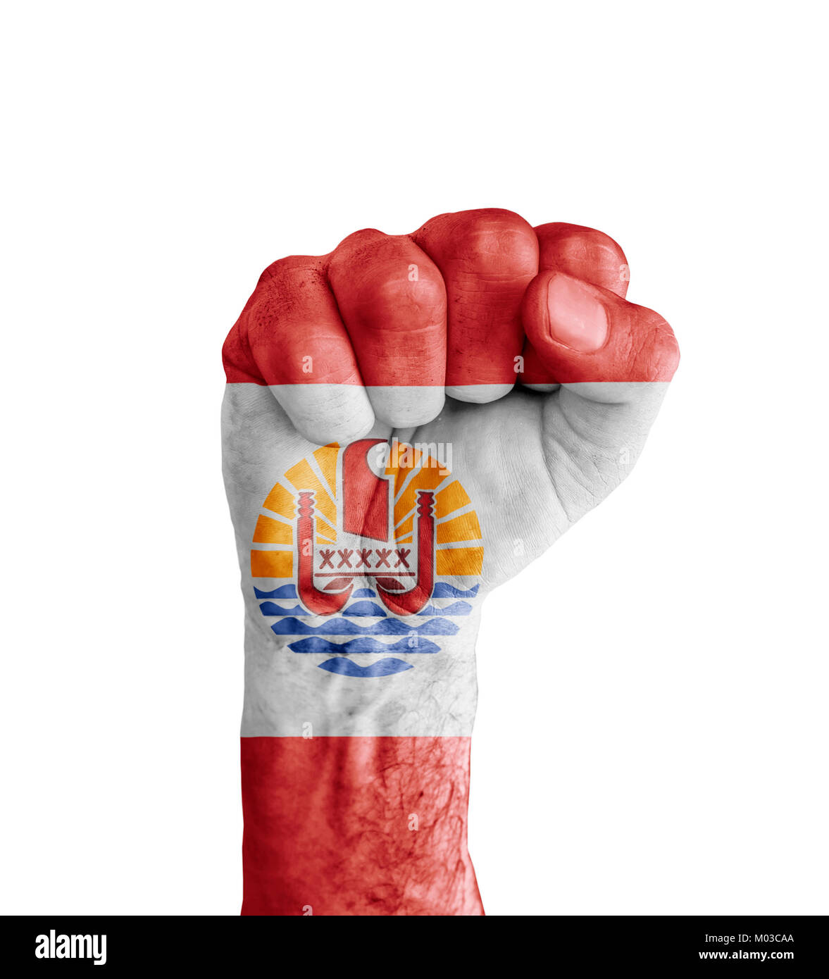 Flag of French Polynesia painted on human fist like victory symbol ...
