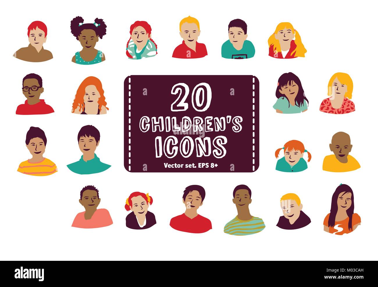 Children faces illustration hi-res stock photography and images - Alamy