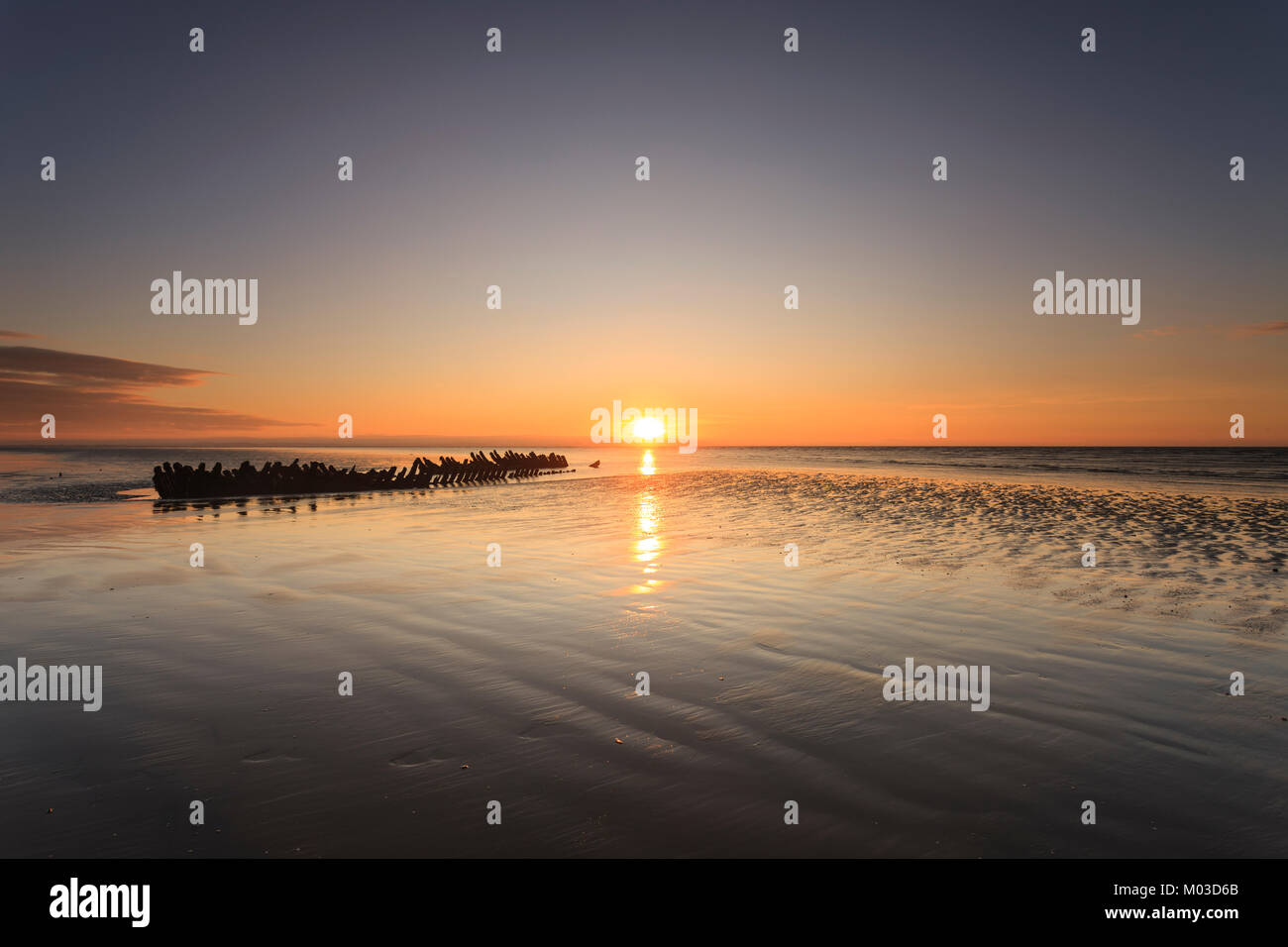 A view from Berrow Beach, of the shipwreck, the SS Nornen Stock Photo ...
