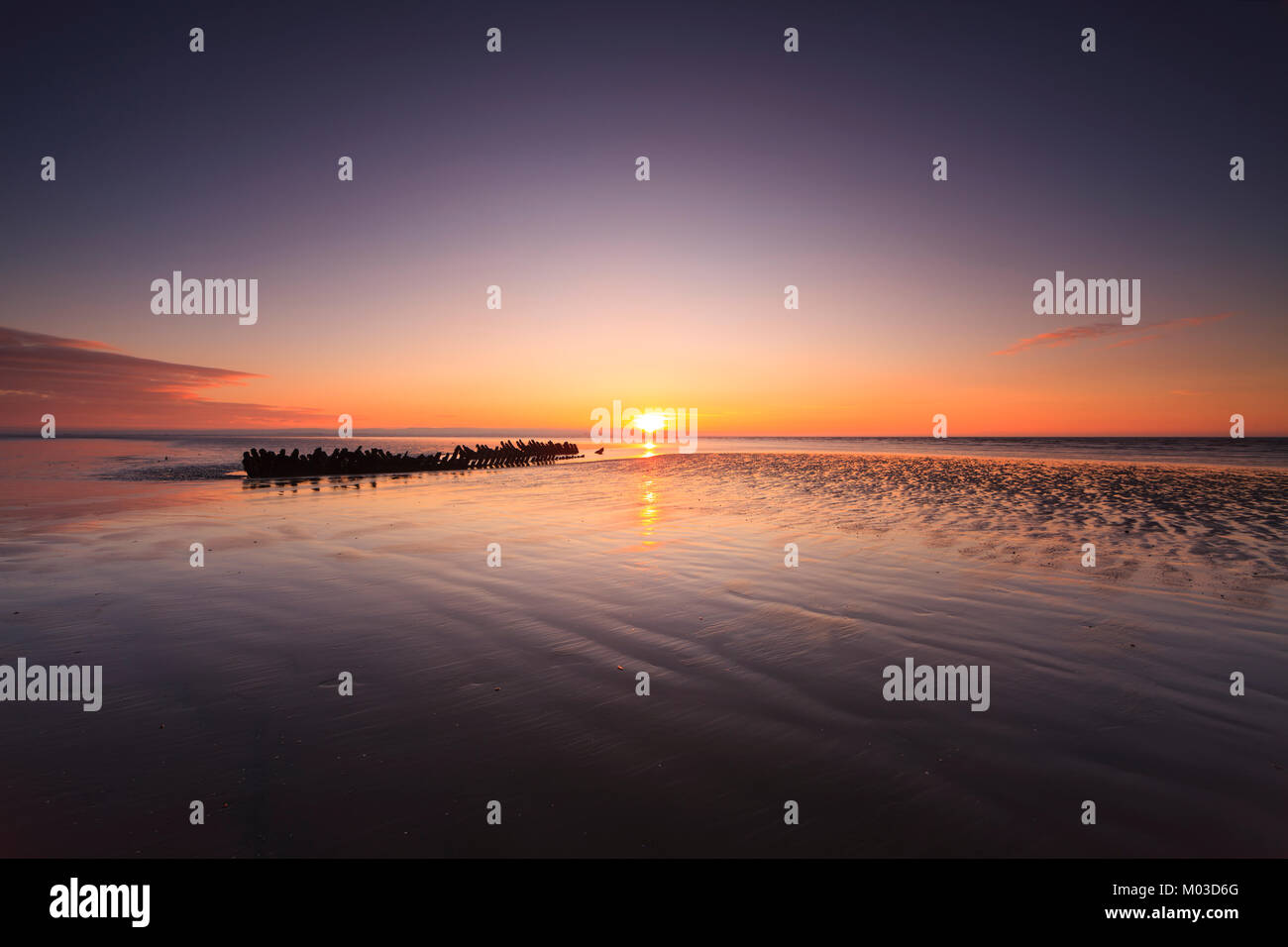A view from Berrow Beach, of the shipwreck, the SS Nornen Stock Photo ...