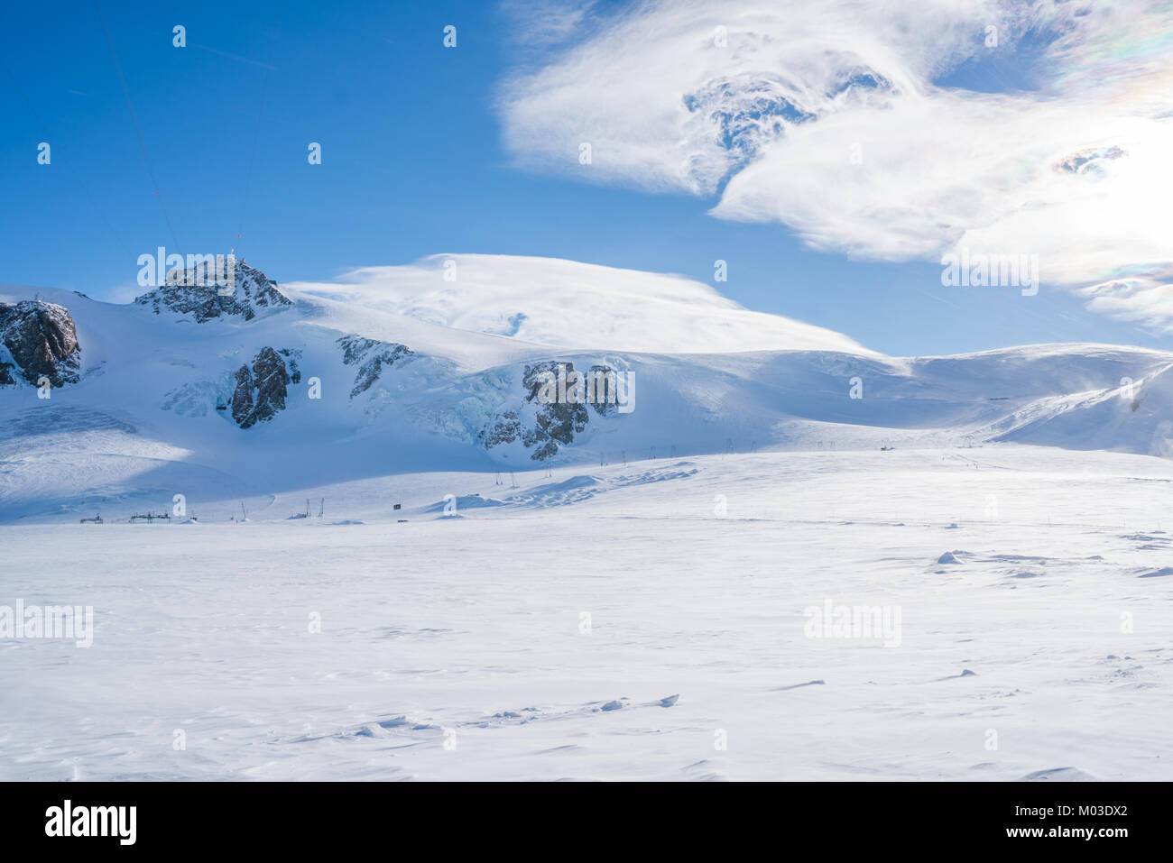 View of Italian Alps from Plateau Rosa in the winter in the Aosta ...