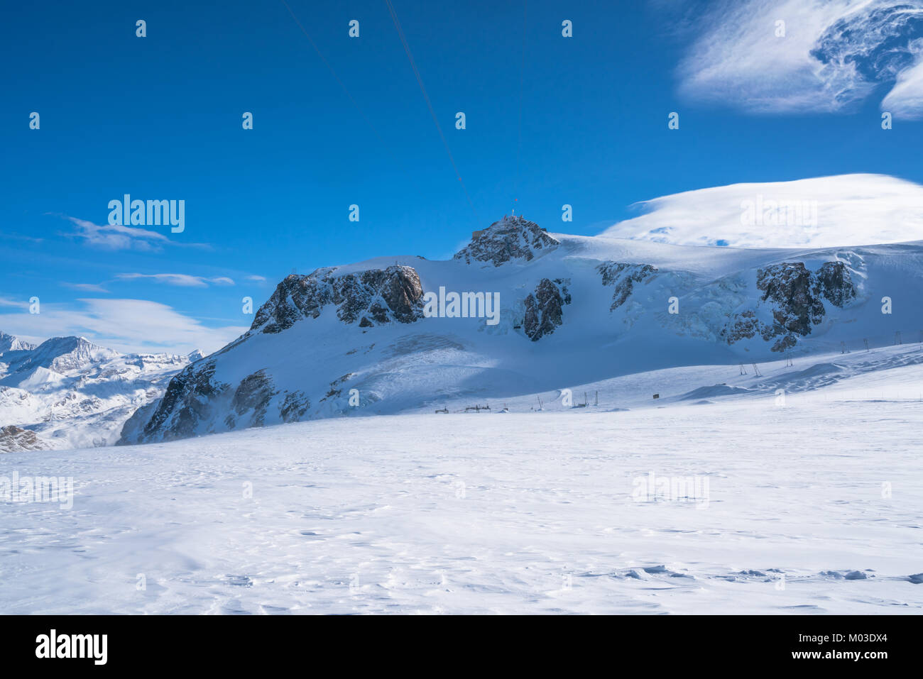 View of Italian Alps from Plateau Rosa in the winter in the Aosta ...