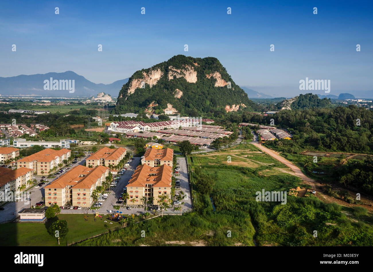 Aerial view of rural Ipoh town ship - Ipoh is the capital city of Perak ...