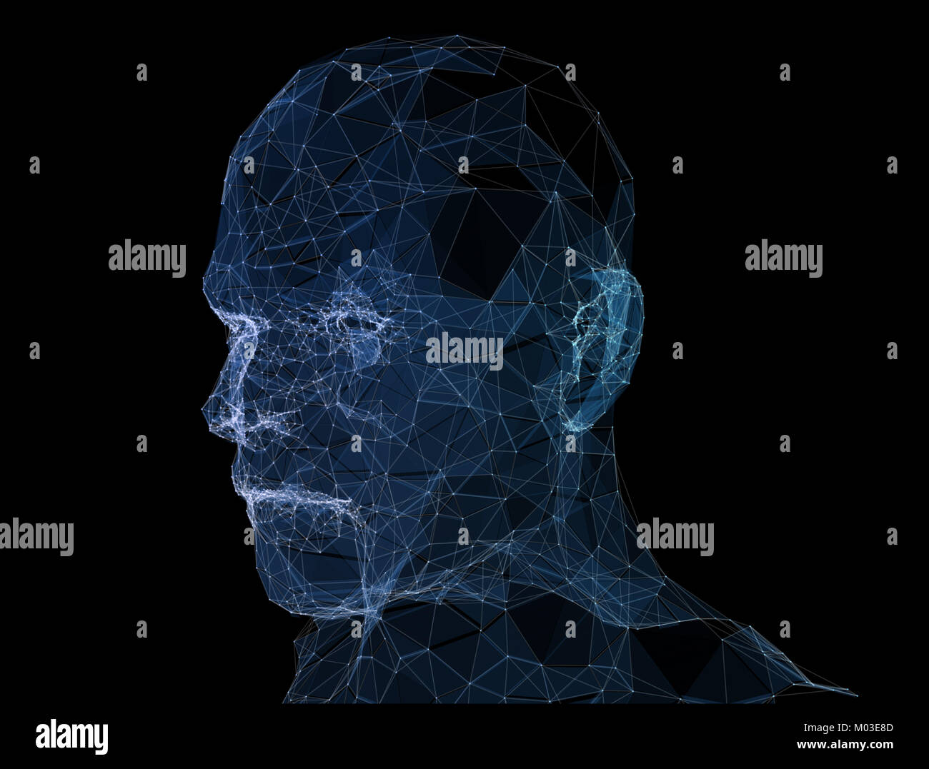 Point, Line connection from the head contour. 3d illustration Stock ...