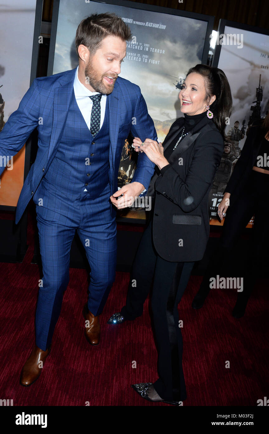 Geoff Stults and Lynda Carter attend the '12 Strong' World Premiere at ...