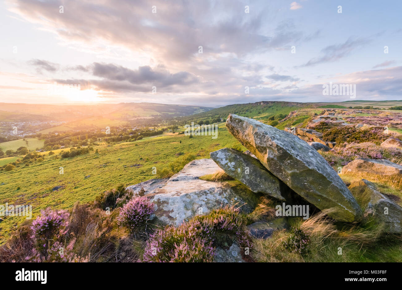 Sunset at Baslow Edge - Peak District Stock Photo - Alamy