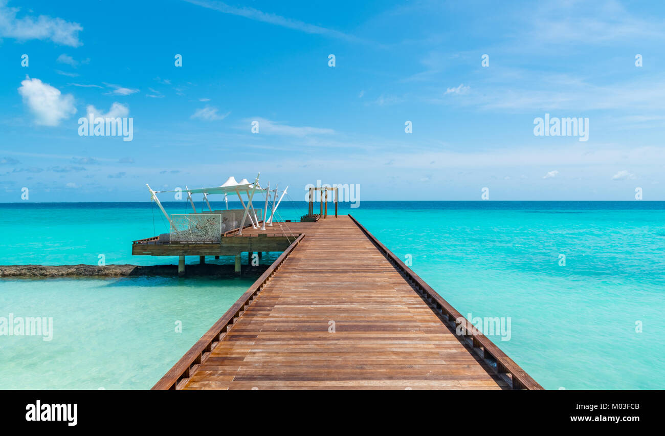 Jetty in Paradise - The Maldives Stock Photo - Alamy
