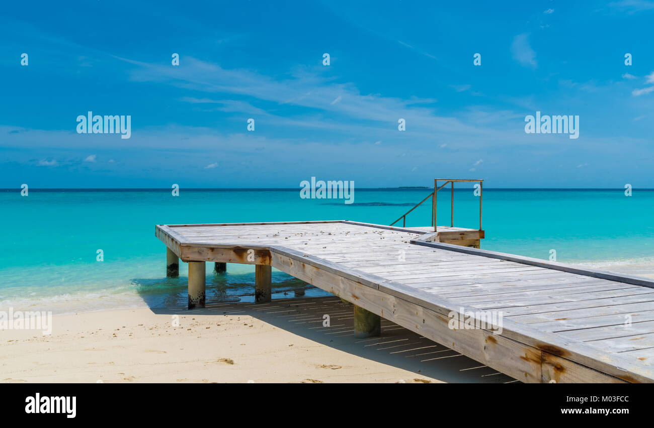 Jetty in Paradise - The Maldives Stock Photo - Alamy