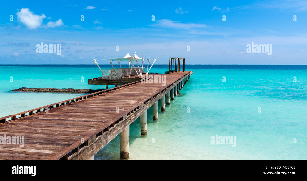 Jetty in Paradise - The Maldives Stock Photo - Alamy