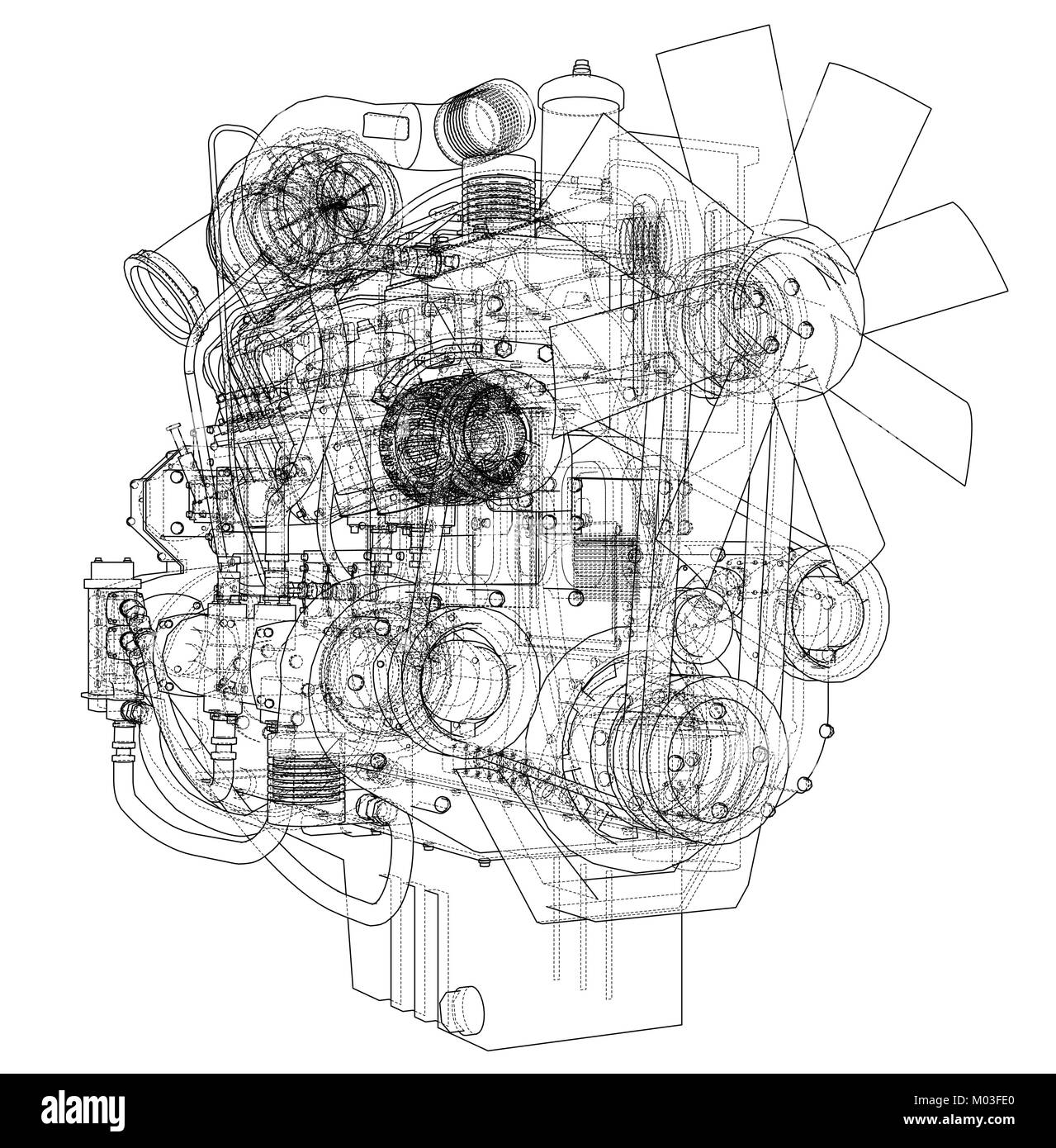 Car engine. Vector rendering of 3d Stock Vector Image & Art - Alamy