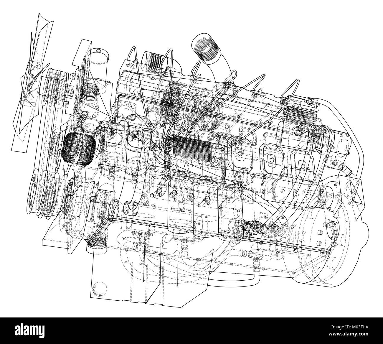 Car engine. Vector rendering of 3d Stock Vector Image & Art - Alamy