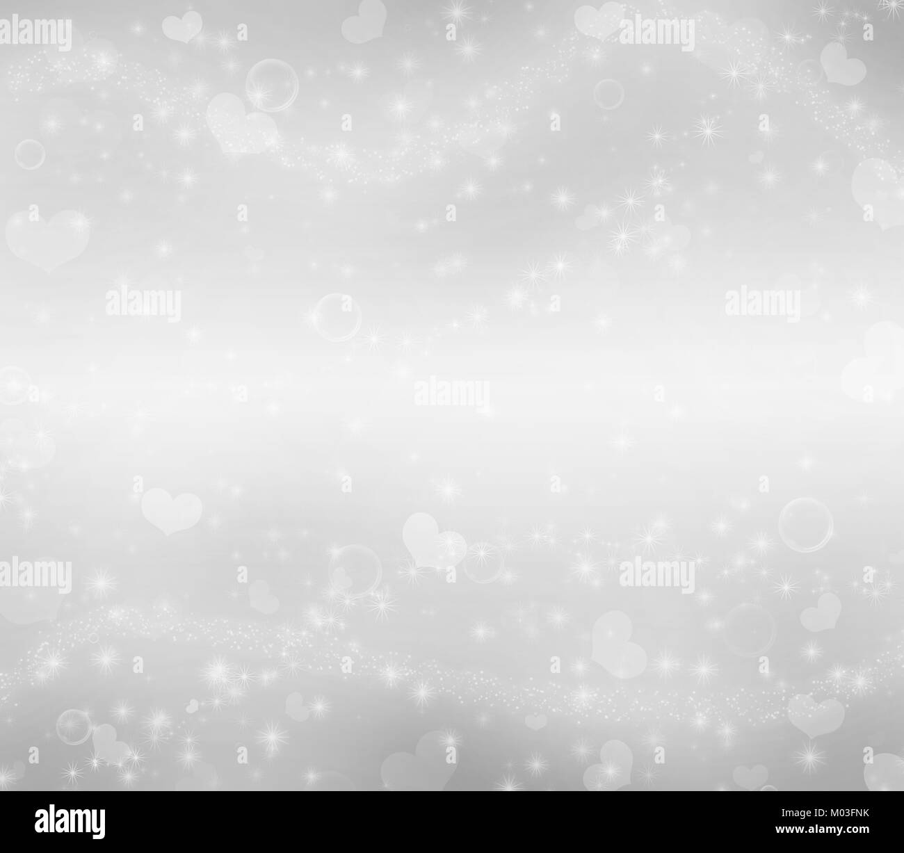 Gray Valentine`s Day background with hearts, glittery and bubbles Stock ...