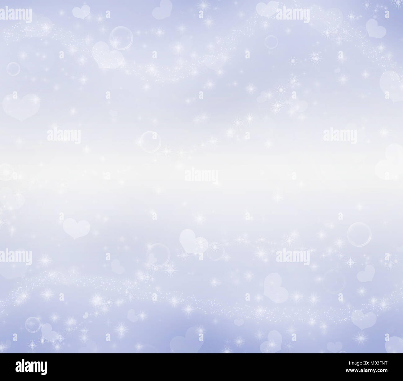 Light blue Valentine's Day background with hearts, glittery and bubbles ...