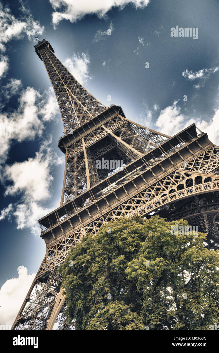 HDR view of Eiffel Tower in Paris Stock Photo - Alamy