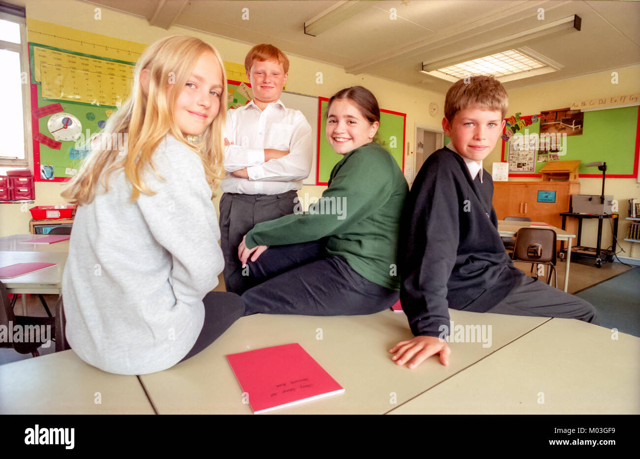 Pupils at Mile Oak School, commended for its excellent results Stock ...