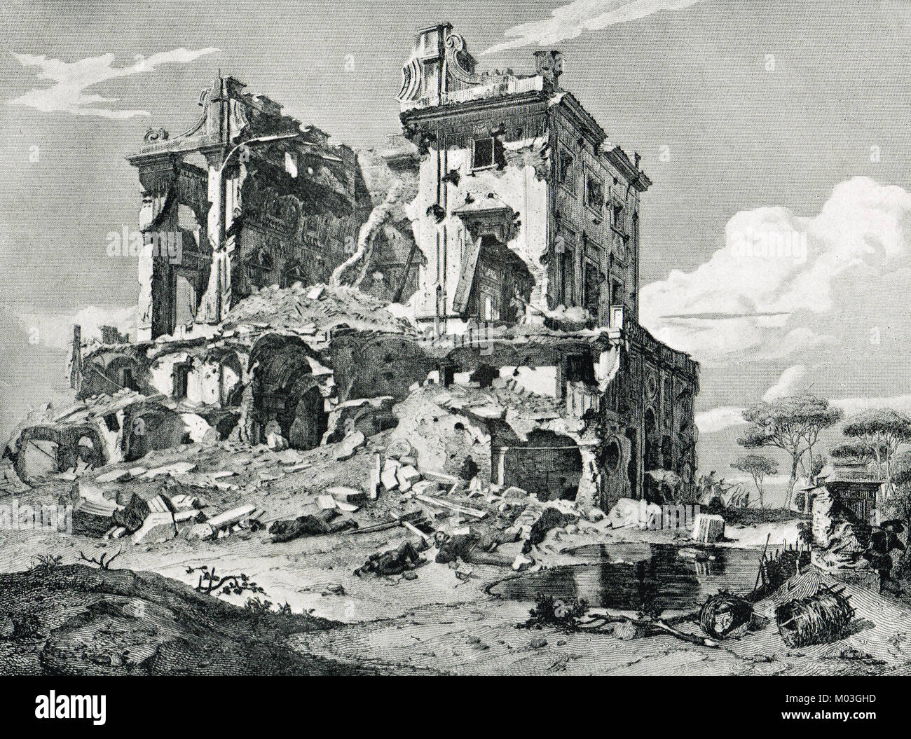 Villa Corsini in ruins, Casino dei Quattro Venti, defence of the Roman ...