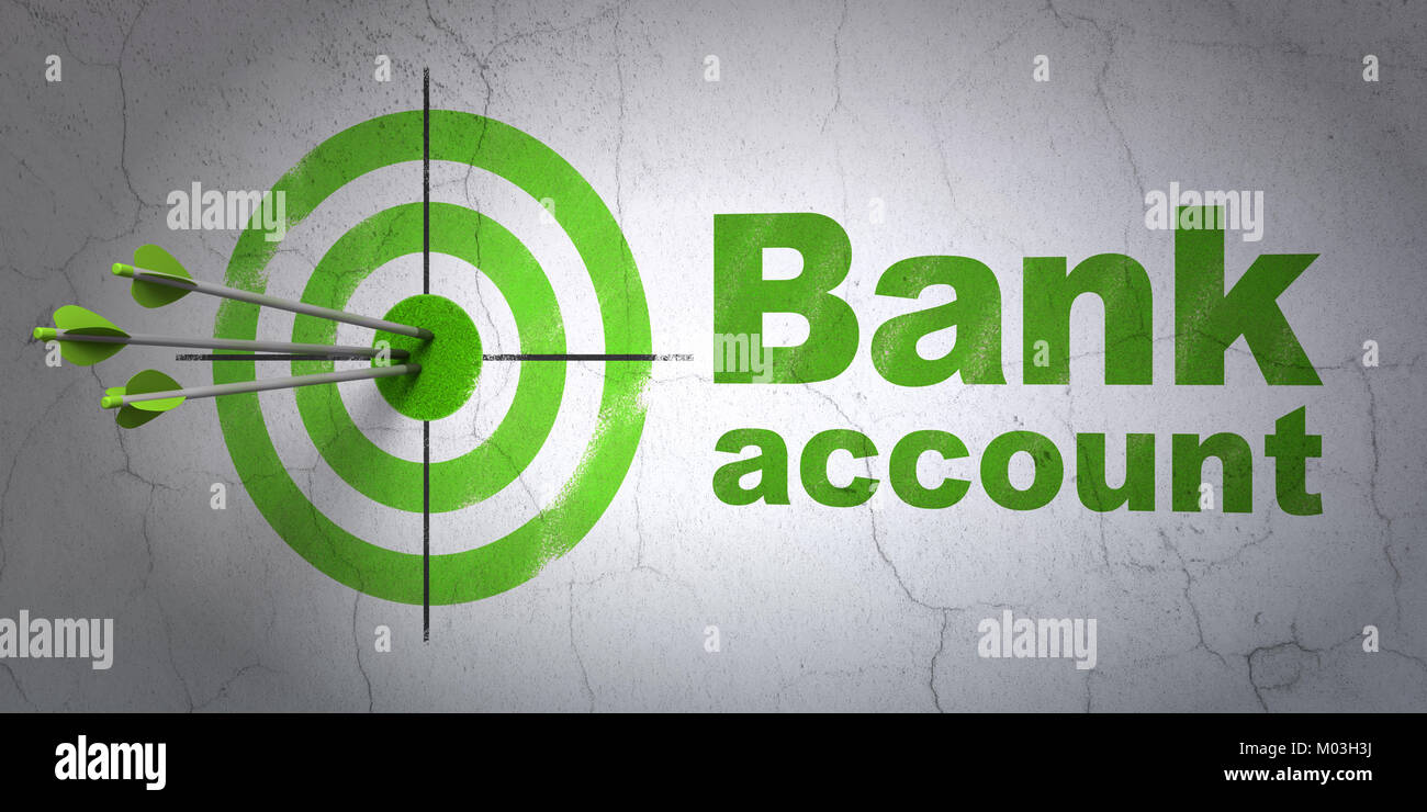 Banking concept: target and Bank Account on wall background Stock Photo ...