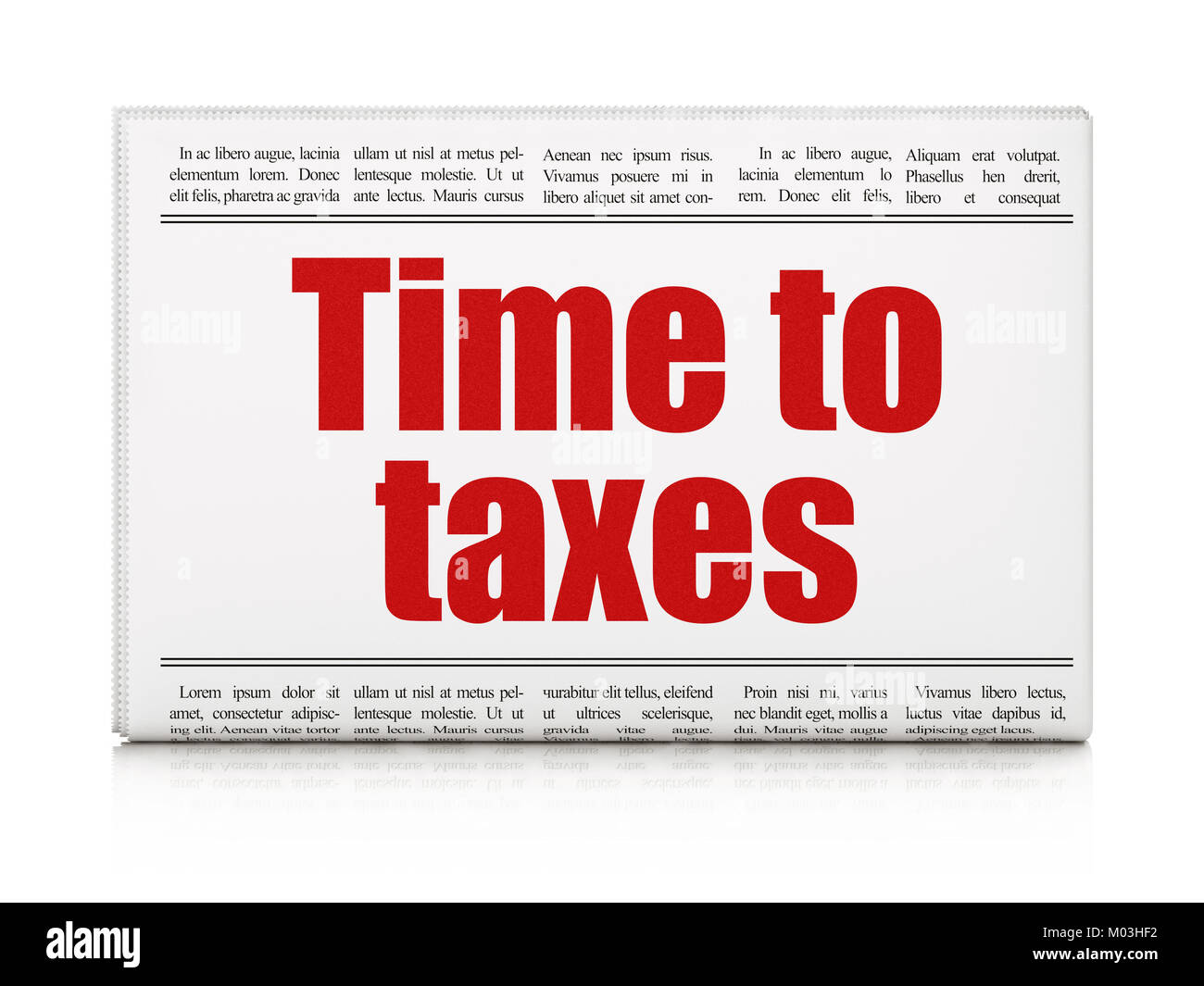 Timeline concept: newspaper headline Time To Taxes Stock Photo - Alamy