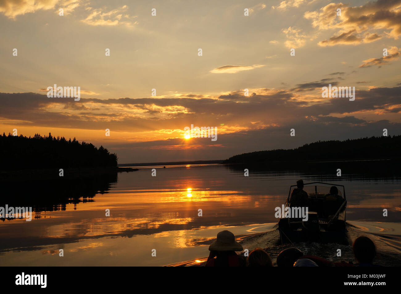 Photo of sunset on lake Stock Photo - Alamy