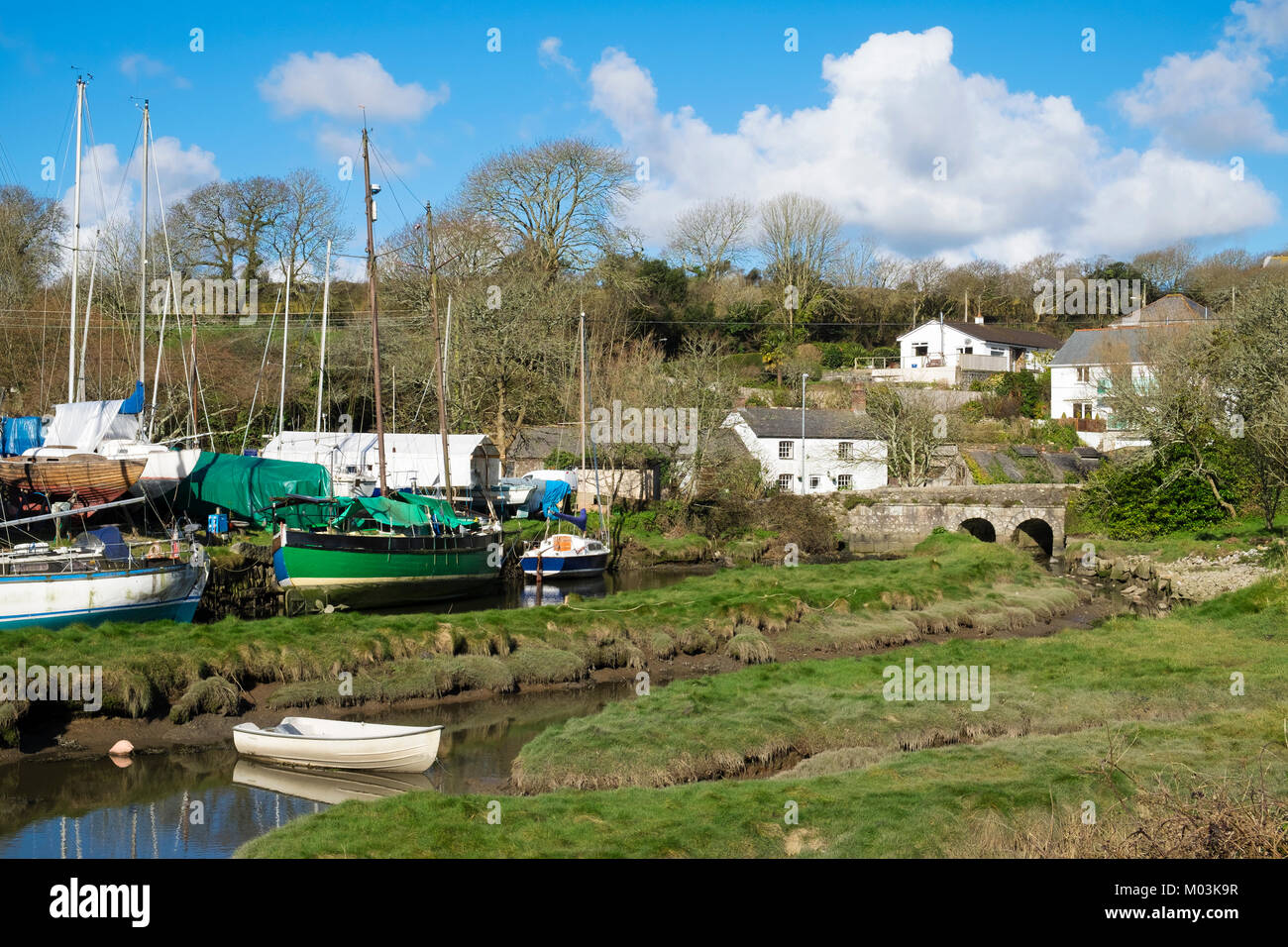 the riverside village of gweek at the head of the helford river near ...