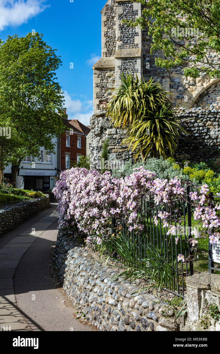St Peter's church in Sandwich, Kent, an attractive town center area, UK ...