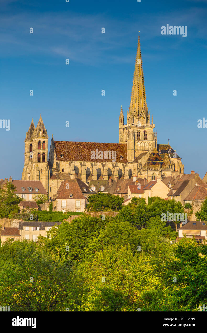 Historic town of Autun with famous Cathedrale Saint-Lazare d'Autun on ...