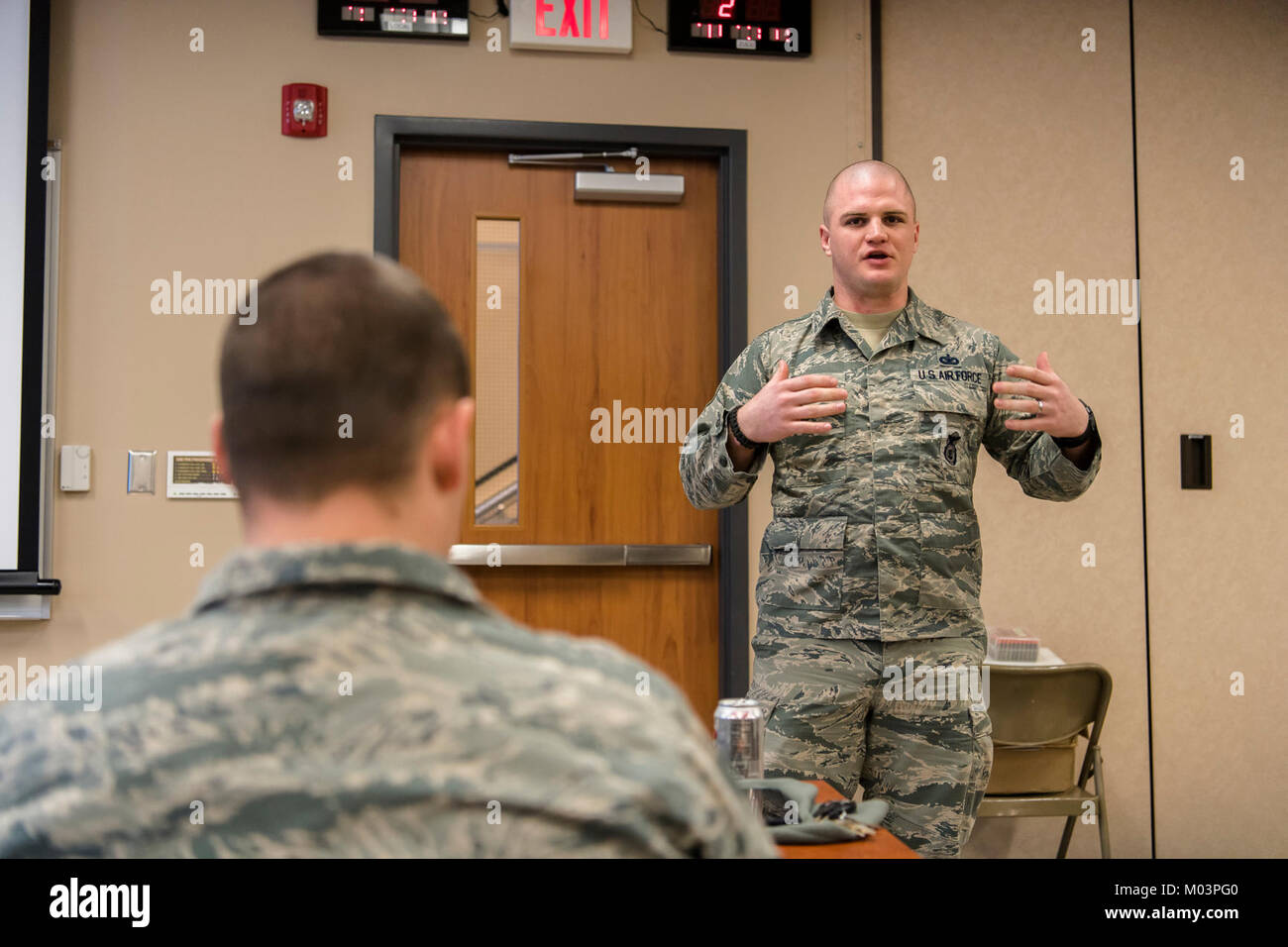Staff Sgt. Chris Reed explains the structure of the Basic Marksmanship ...