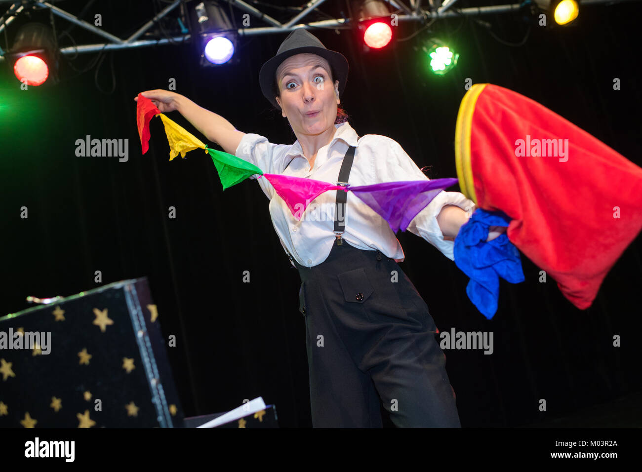 female magician on the stage Stock Photo - Alamy