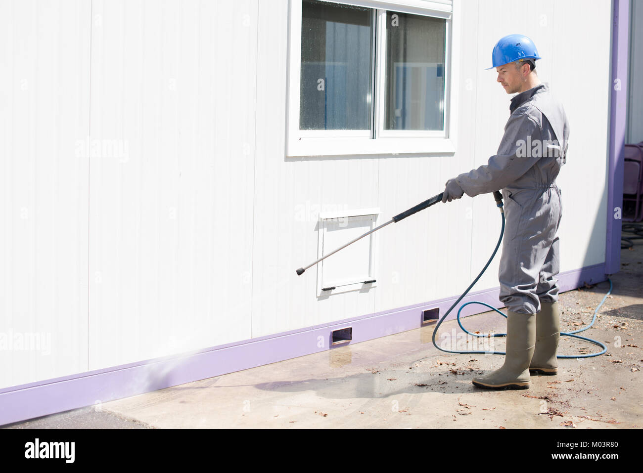 building cleaner on site Stock Photo - Alamy