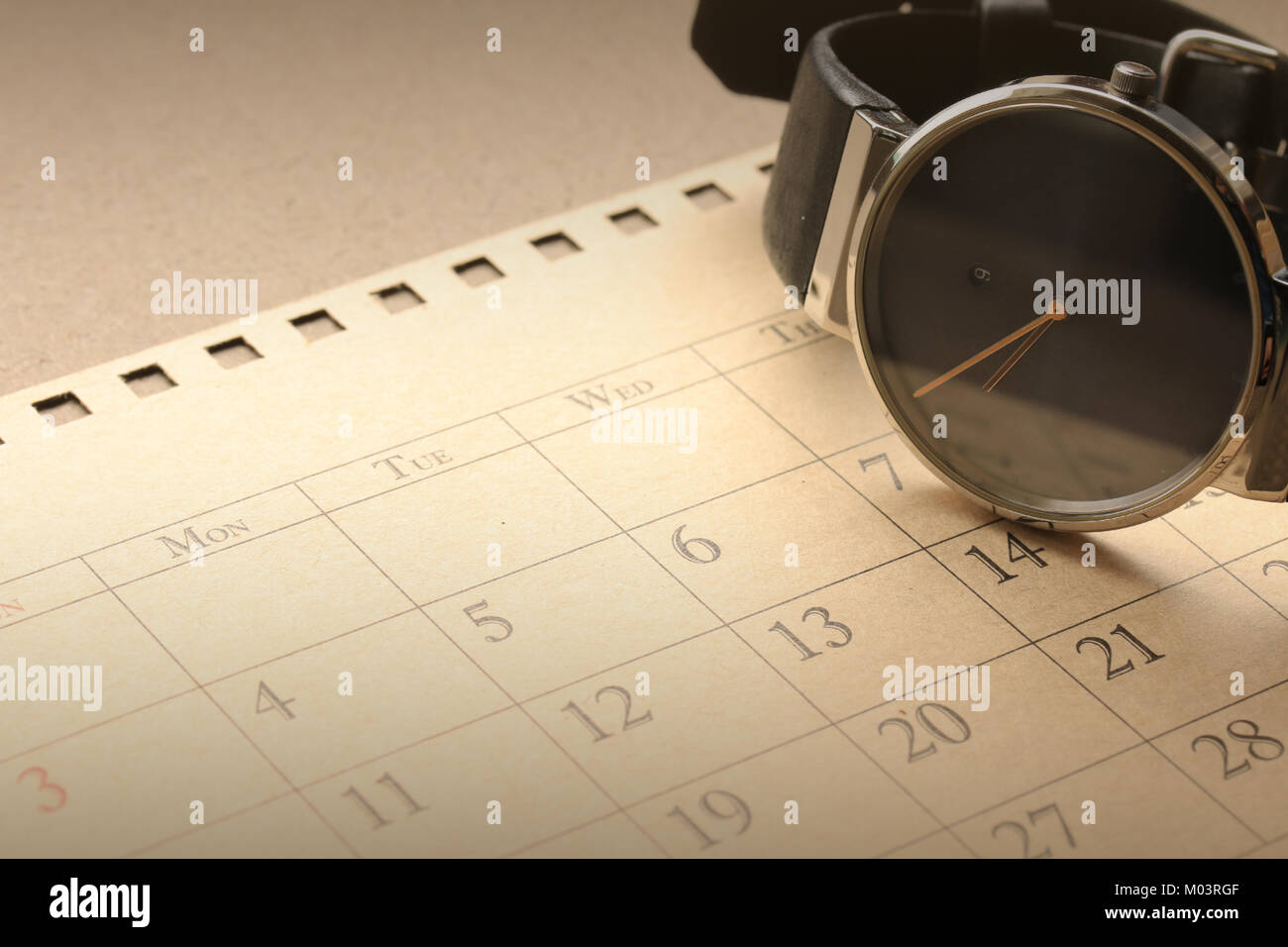 calendar planner or schedule arrangement and business watch Stock Photo ...