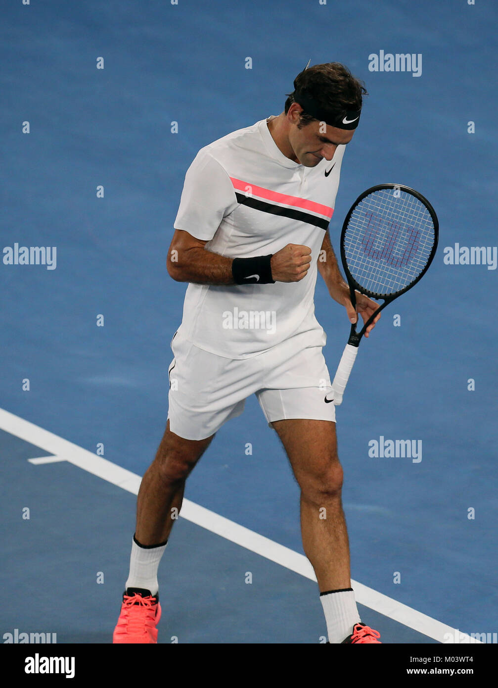Melbourne, Australia. 18th Jan, 2018. Roger Federer of Switzerland ...