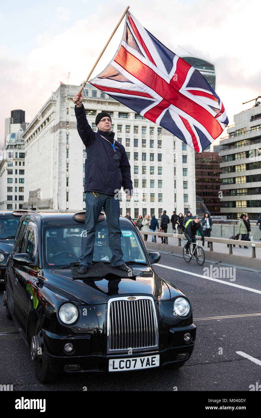 Black cab protest london bridge hi-res stock photography and images - Alamy