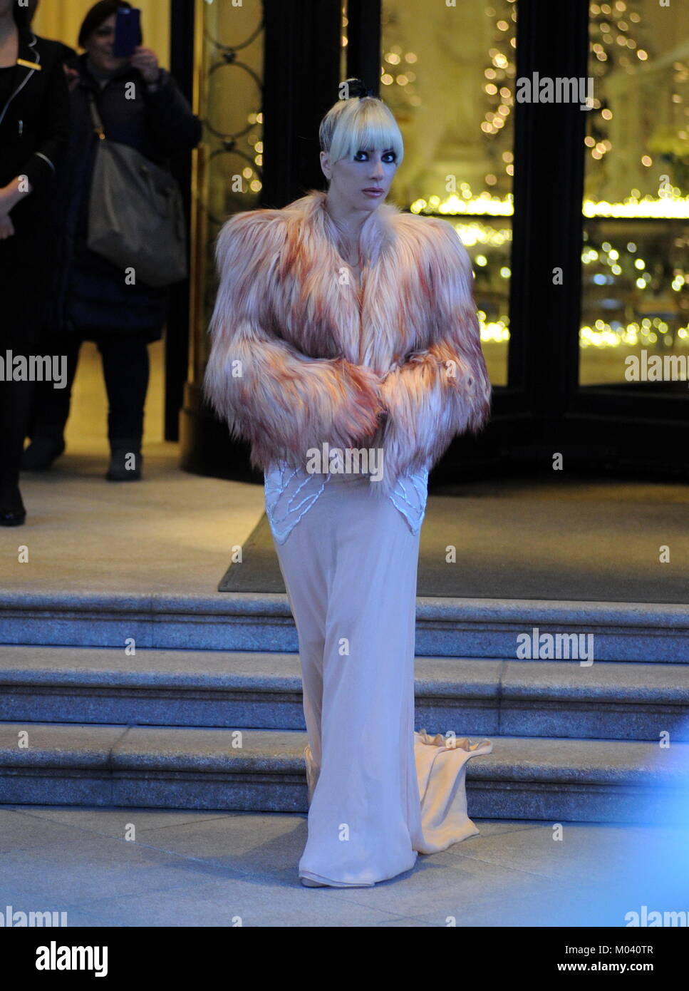 Milan, Italy. 18th January, 2018. Lady Gaga leaves hotel in the crowd ...