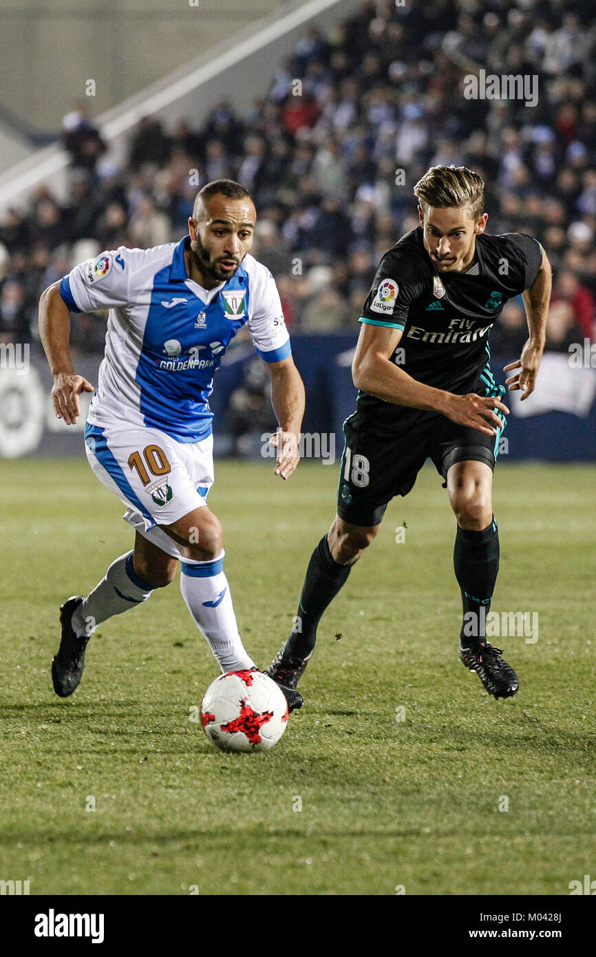 Nabil El Zhar (Leganes FC) drives forward on the ball Marcos Llorente ...