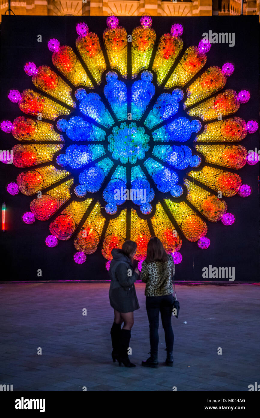 London, UK. 18th Jan, 2018. THE ROSE (made of plastic bottles) by Mick ...