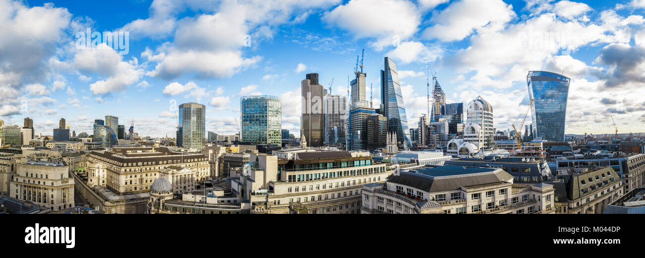 London, UK. 18th Jan, 2018. Panoramic skyline view of iconic modern ...