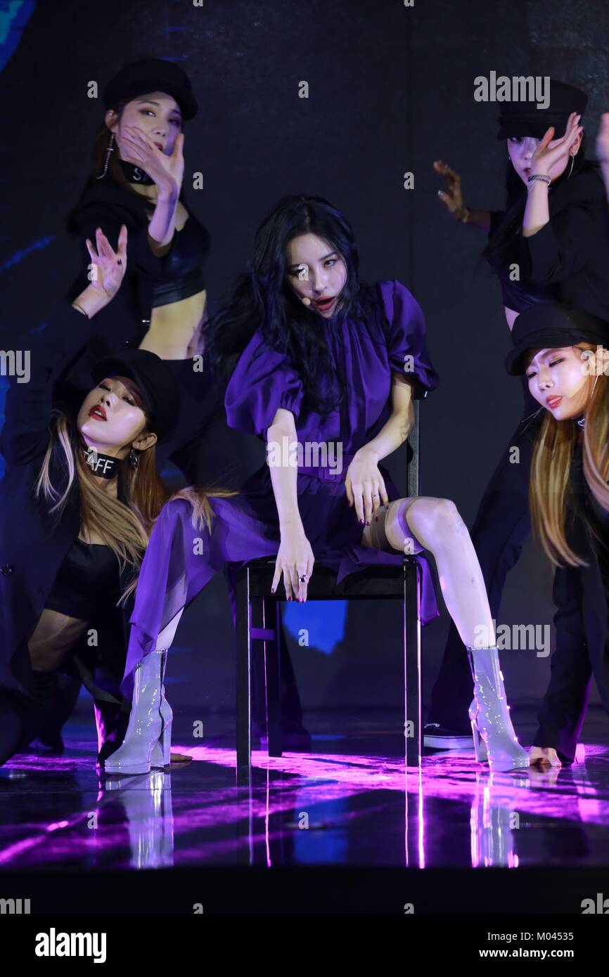 Seoul, Korea. 18th Jan, 2018. Sun Mi promotes her new single 'Heroine ...