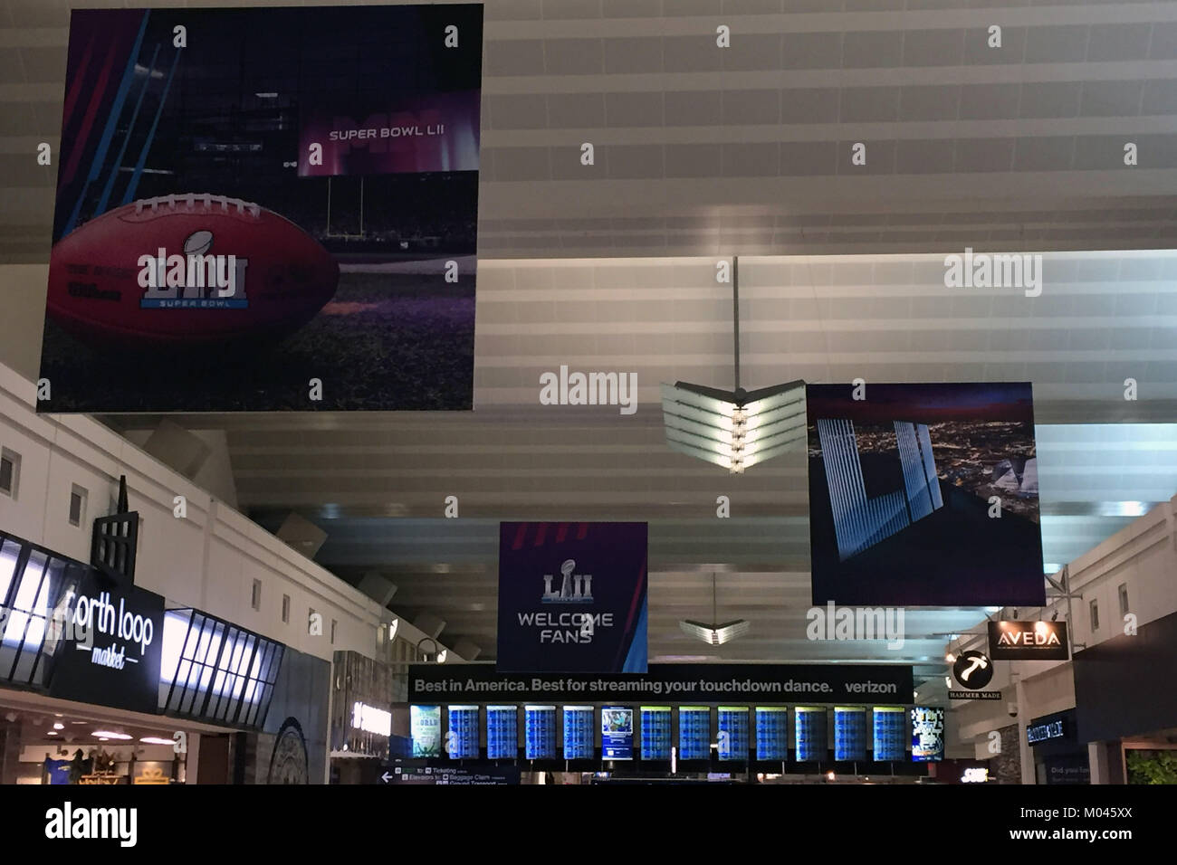 General overall view of Super Bowl LII signage at the Minneapolis-St ...