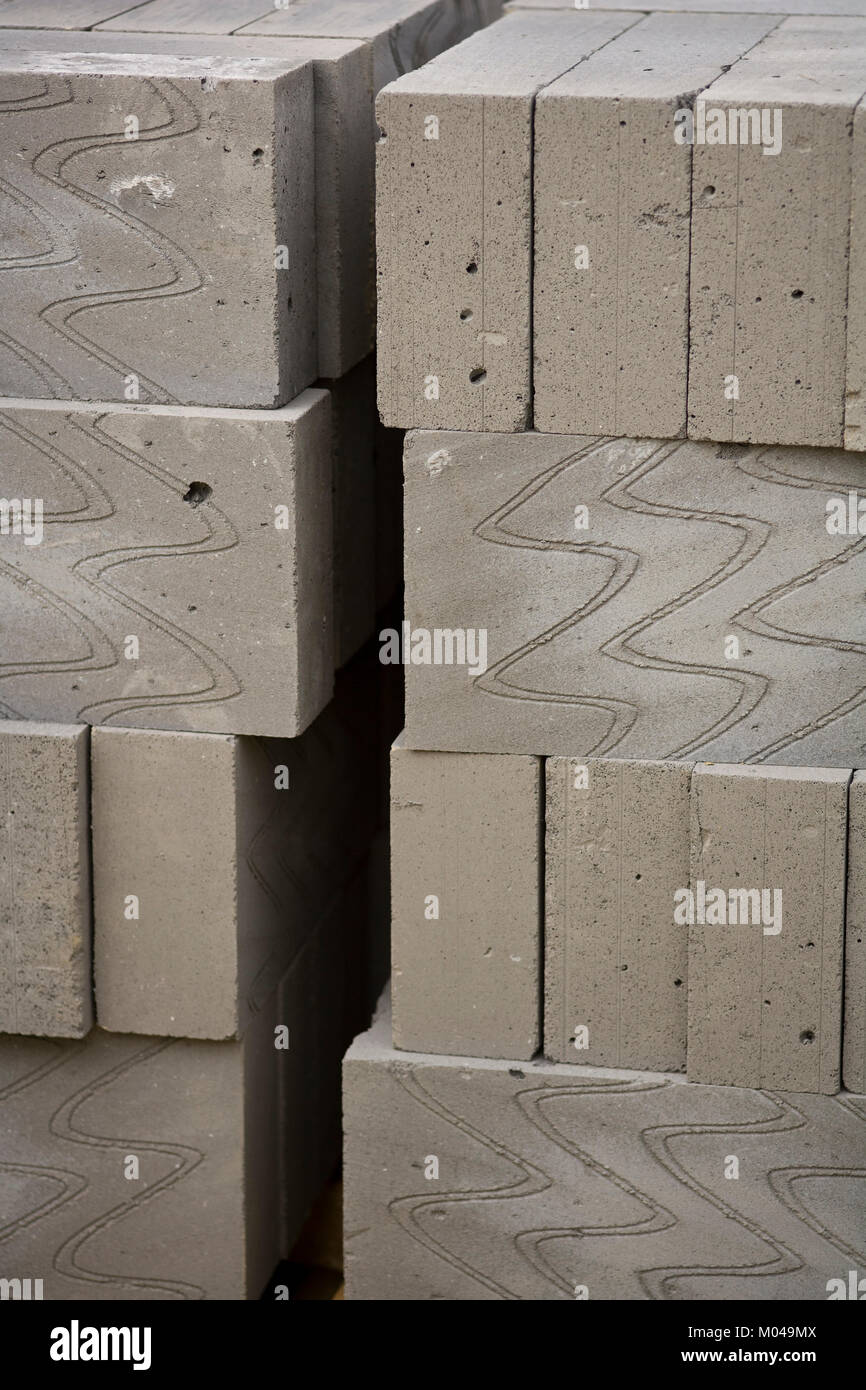 Stack of lightweight thermal building blocks semi abstract background ...