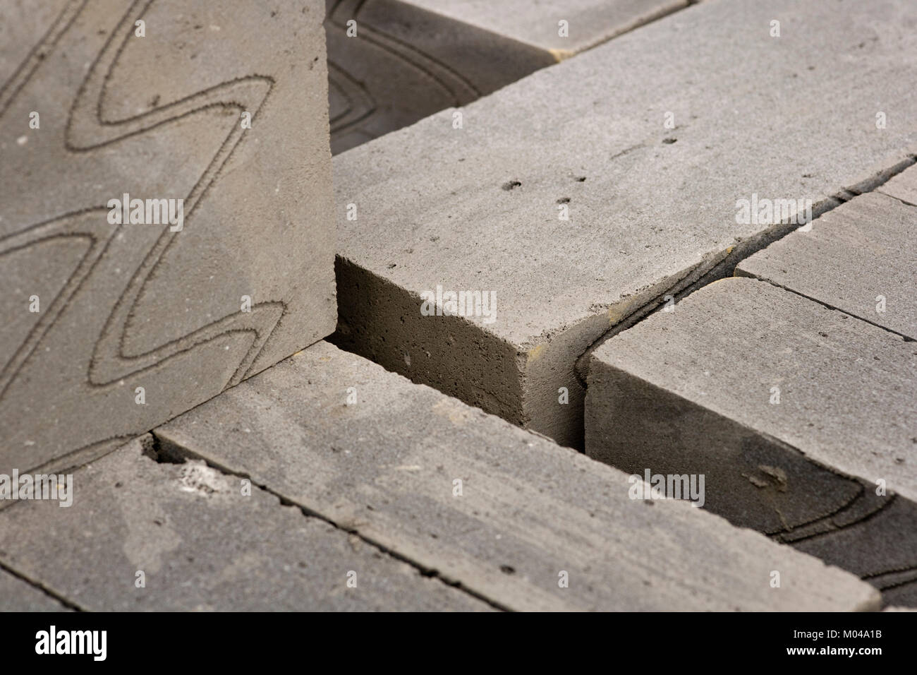 Stack of lightweight thermal building blocks semi abstract background ...