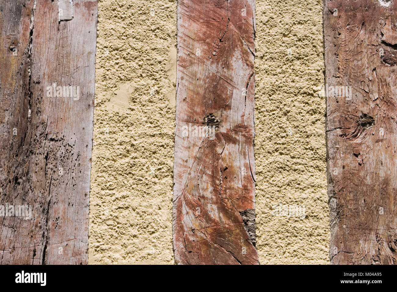 Detail close-up of half-timbered wall with rough cast infill panels ...
