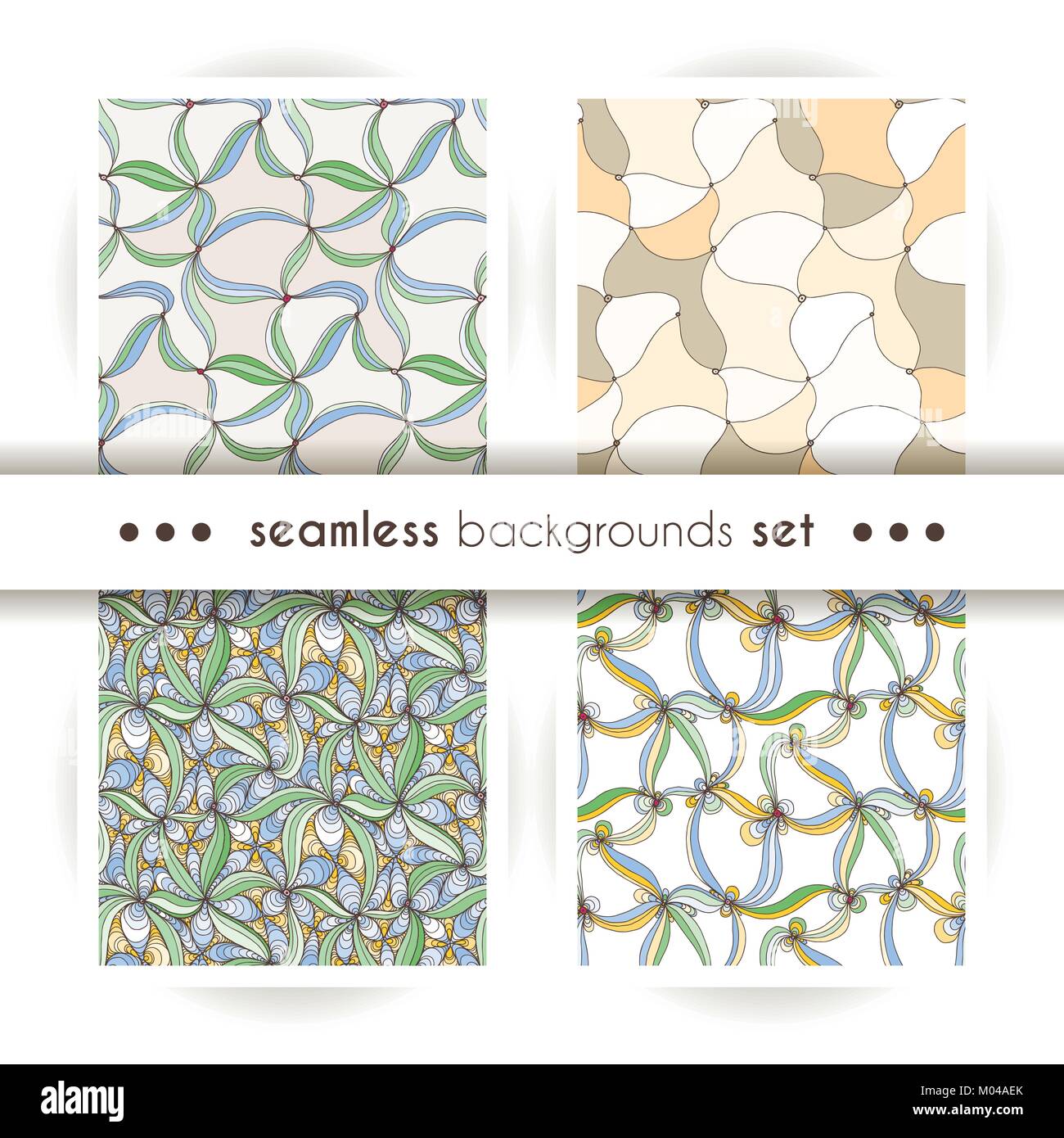 Vector doodle seamless pattern set with ink brush or pen strokes ...