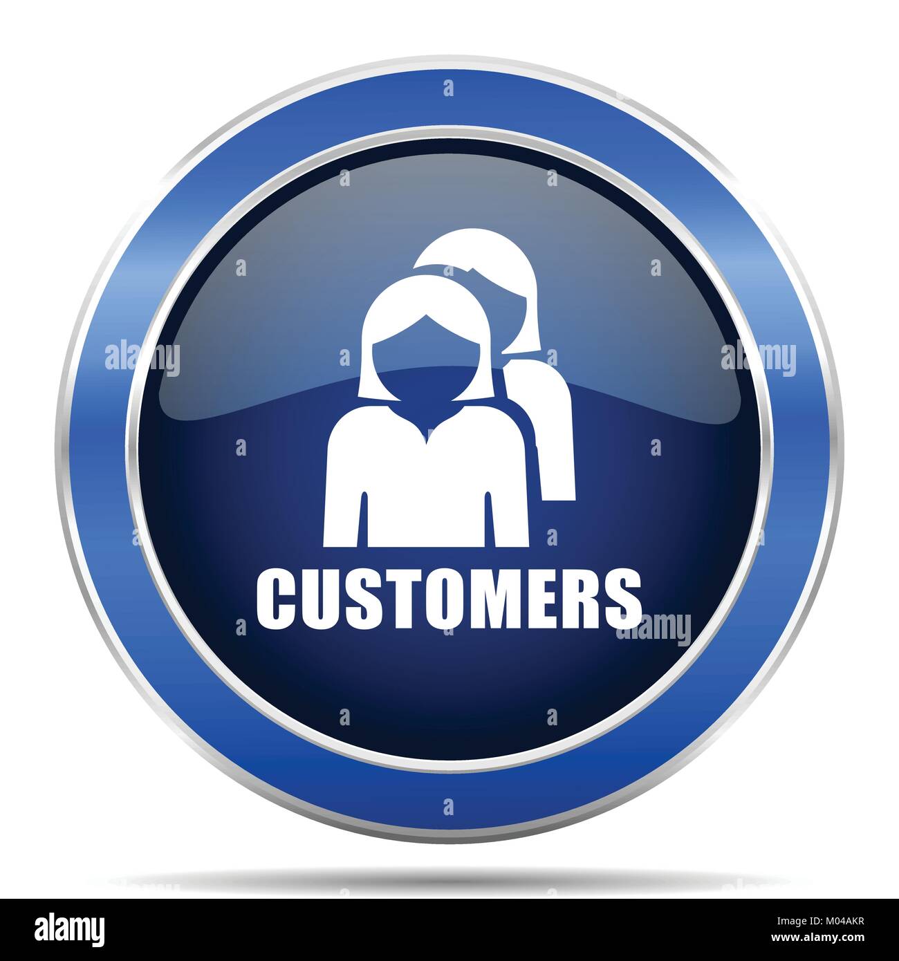 Customers vector icon. Modern design blue silver metallic glossy web ...