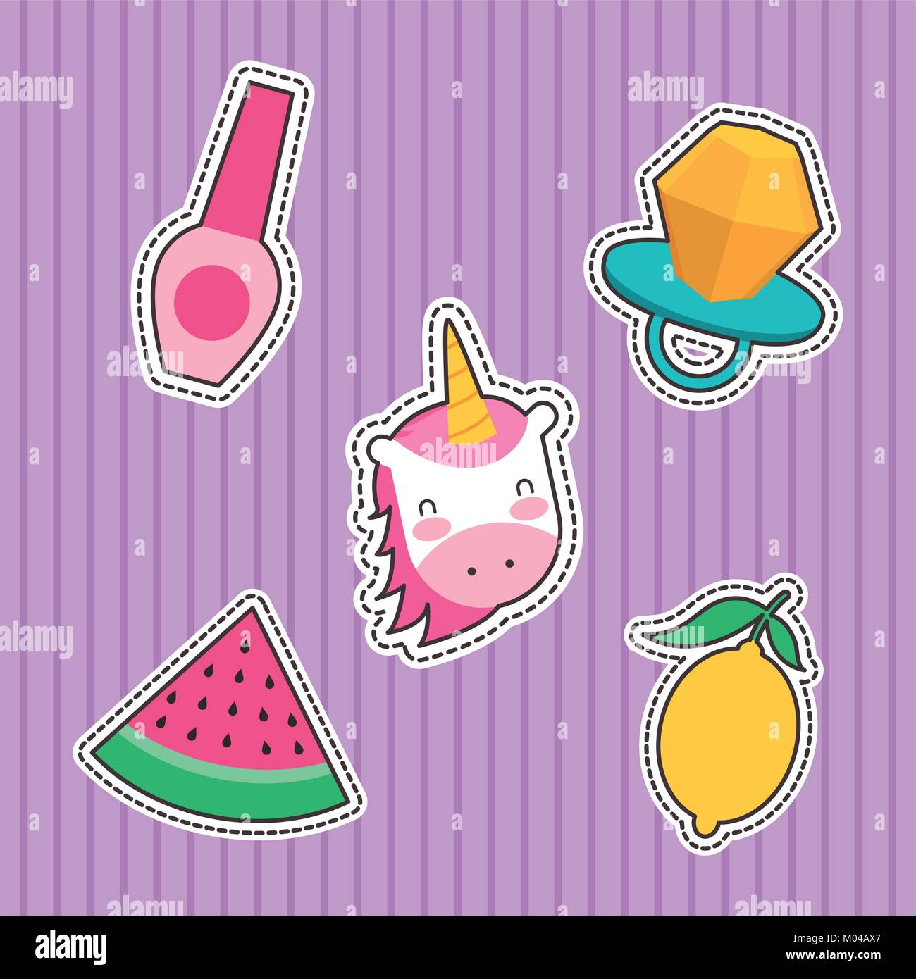 set of patches or stickers cute cartoon icons Stock Vector Image & Art ...