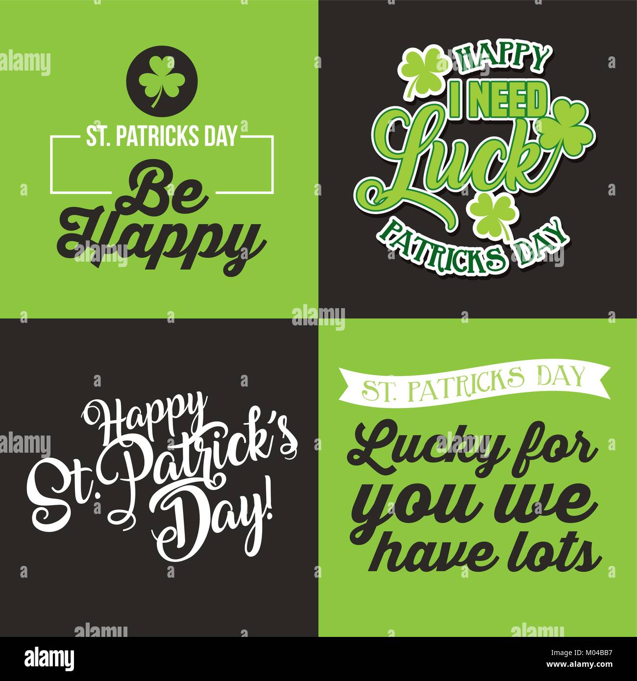happy st patricks day set cards greeting invitation Stock Vector Image ...