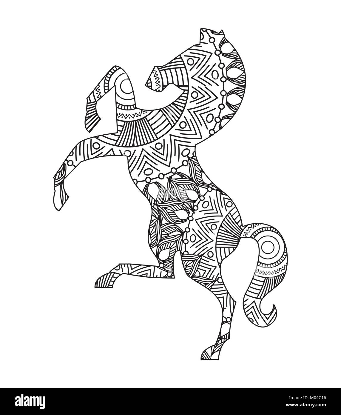 drawing zentangle for horse adult coloring page Stock Vector Image ...