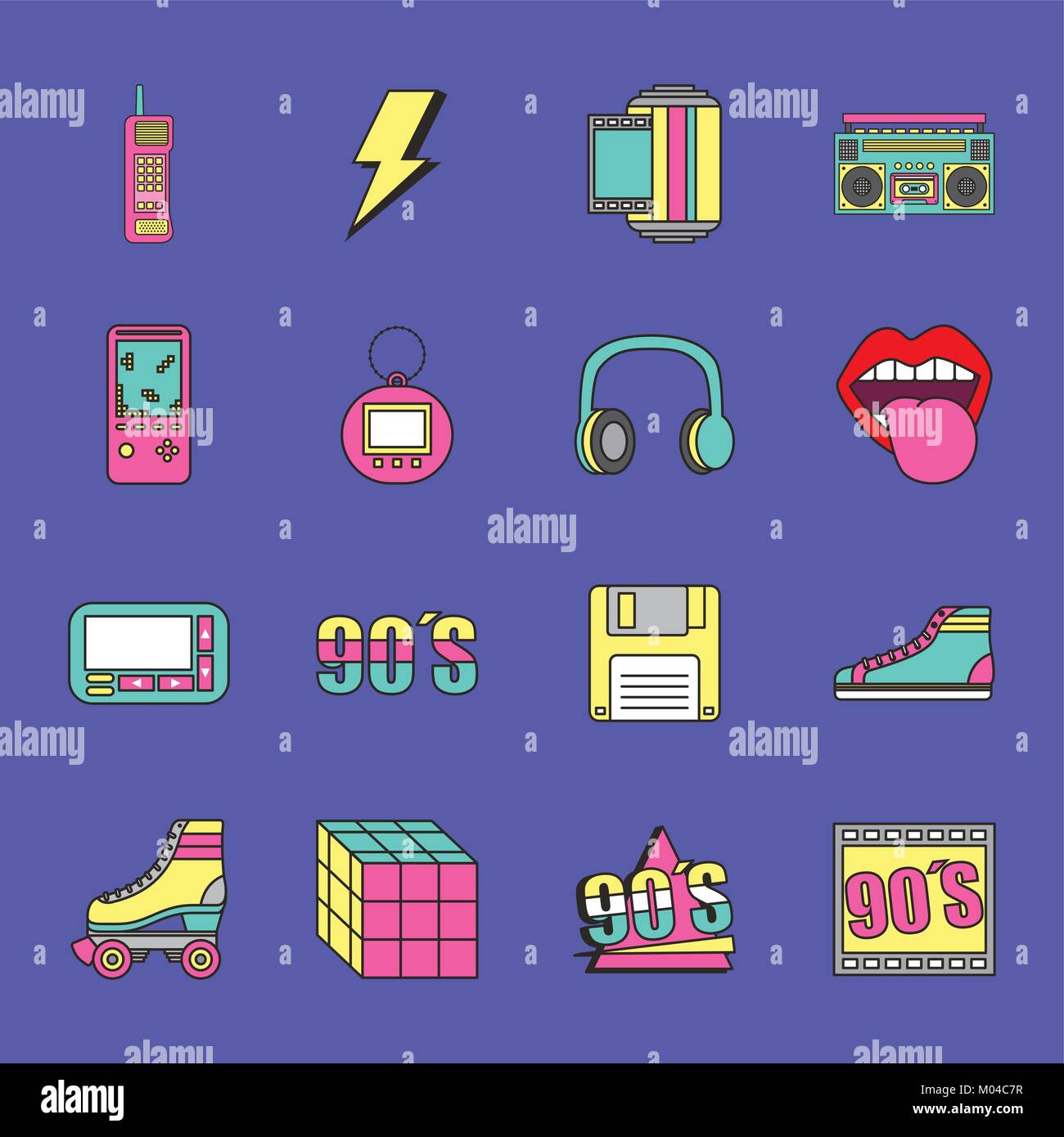 fashion 90s patches retro elements collection Stock Vector Image & Art ...