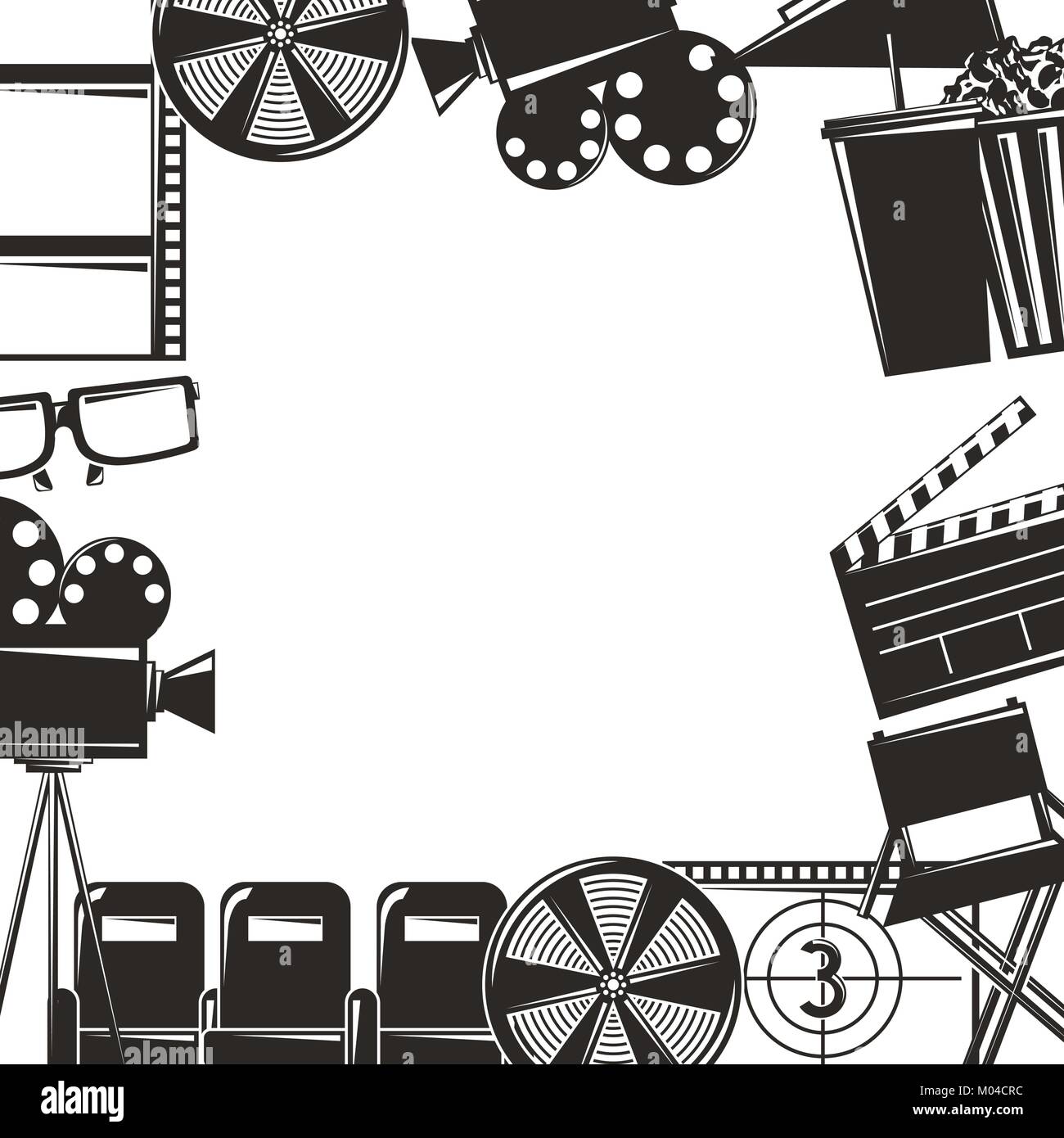 cinema movie film equipment set icons Stock Vector Image & Art - Alamy