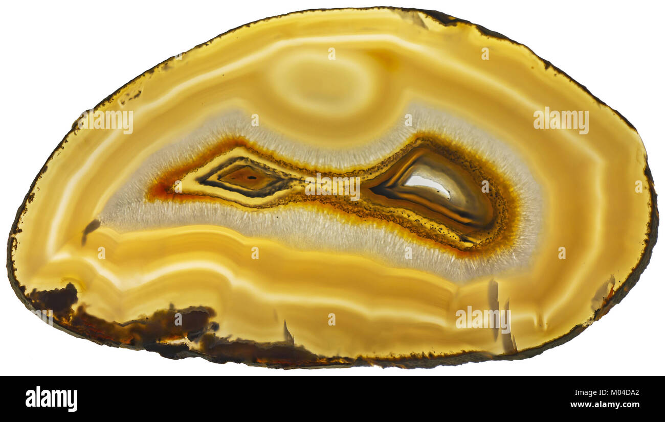 Agate Crystal cross section isolated on white background Stock Photo ...